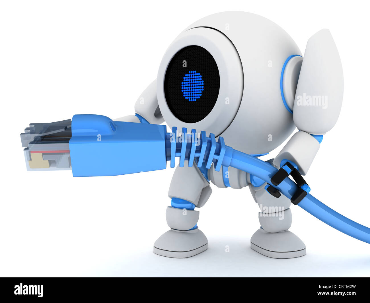 Robot and net cable (done in 3d Stock Photo - Alamy