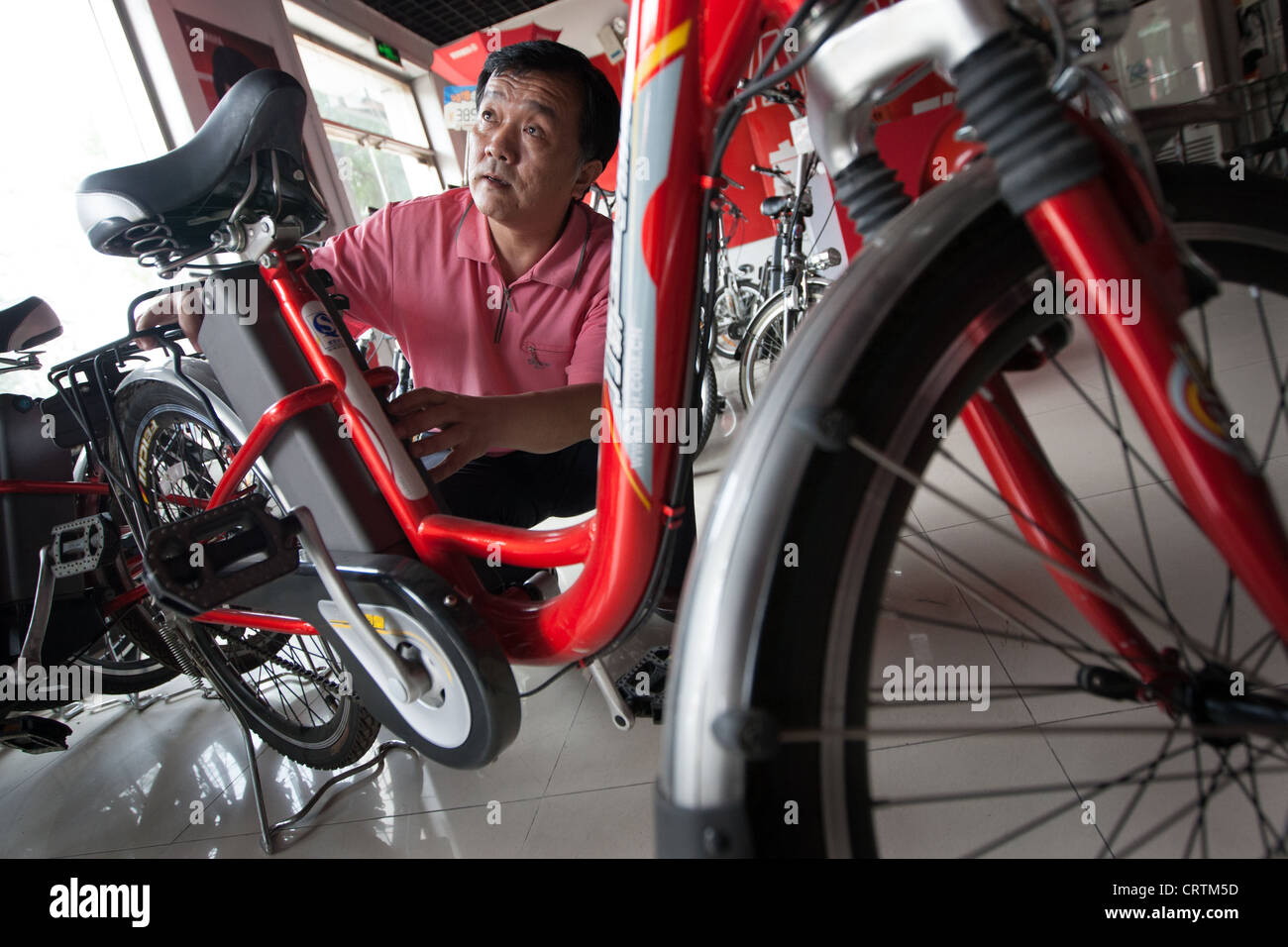 Bicycle shop in Beijing, China, selling electric battery powered ...