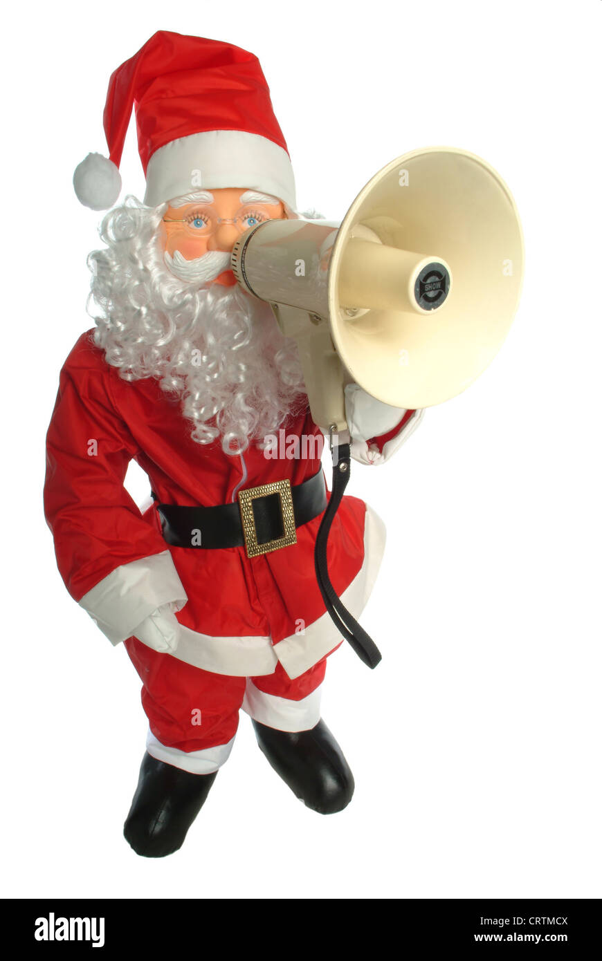 Santa Claus with megaphone Stock Photo - Alamy