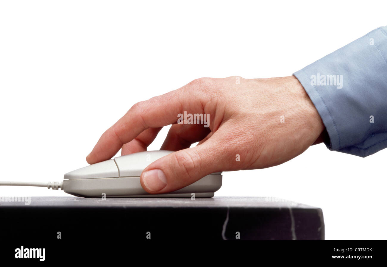 Hand on computer mouse Stock Photo - Alamy
