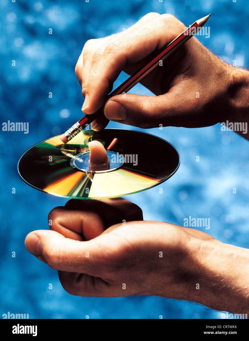 Bleistifft etched on a CD Stock Photo - Alamy
