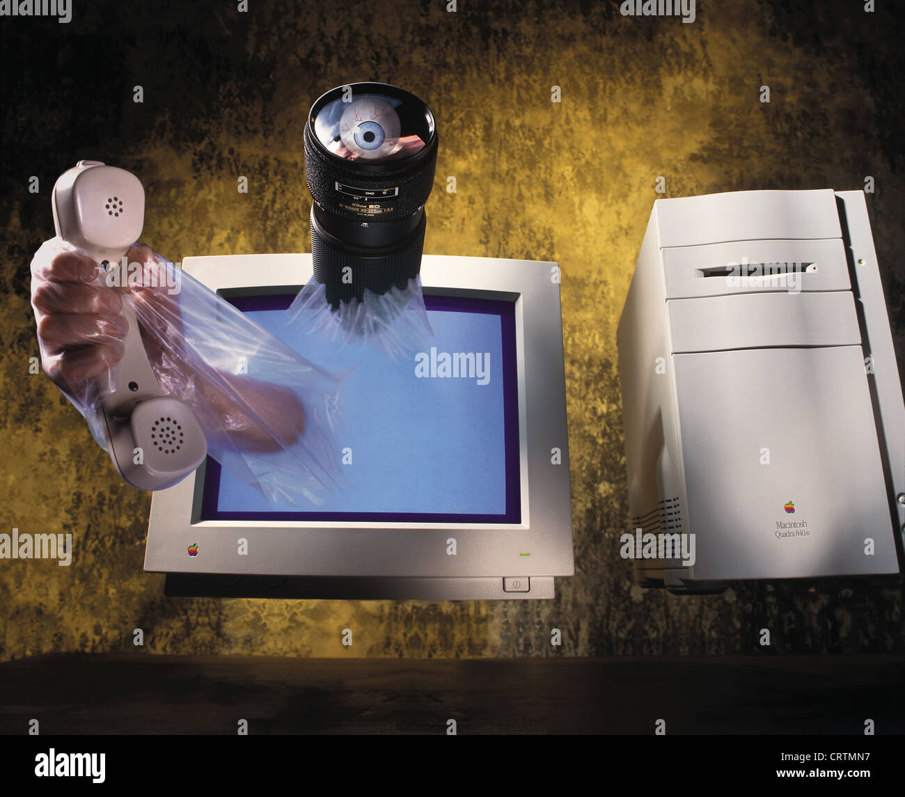 Hand and the lens coming out of a monitor Stock Photo - Alamy