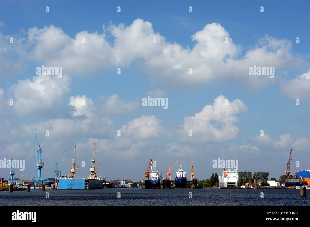 Overlooking the river port of Emden Stock Photo - Alamy