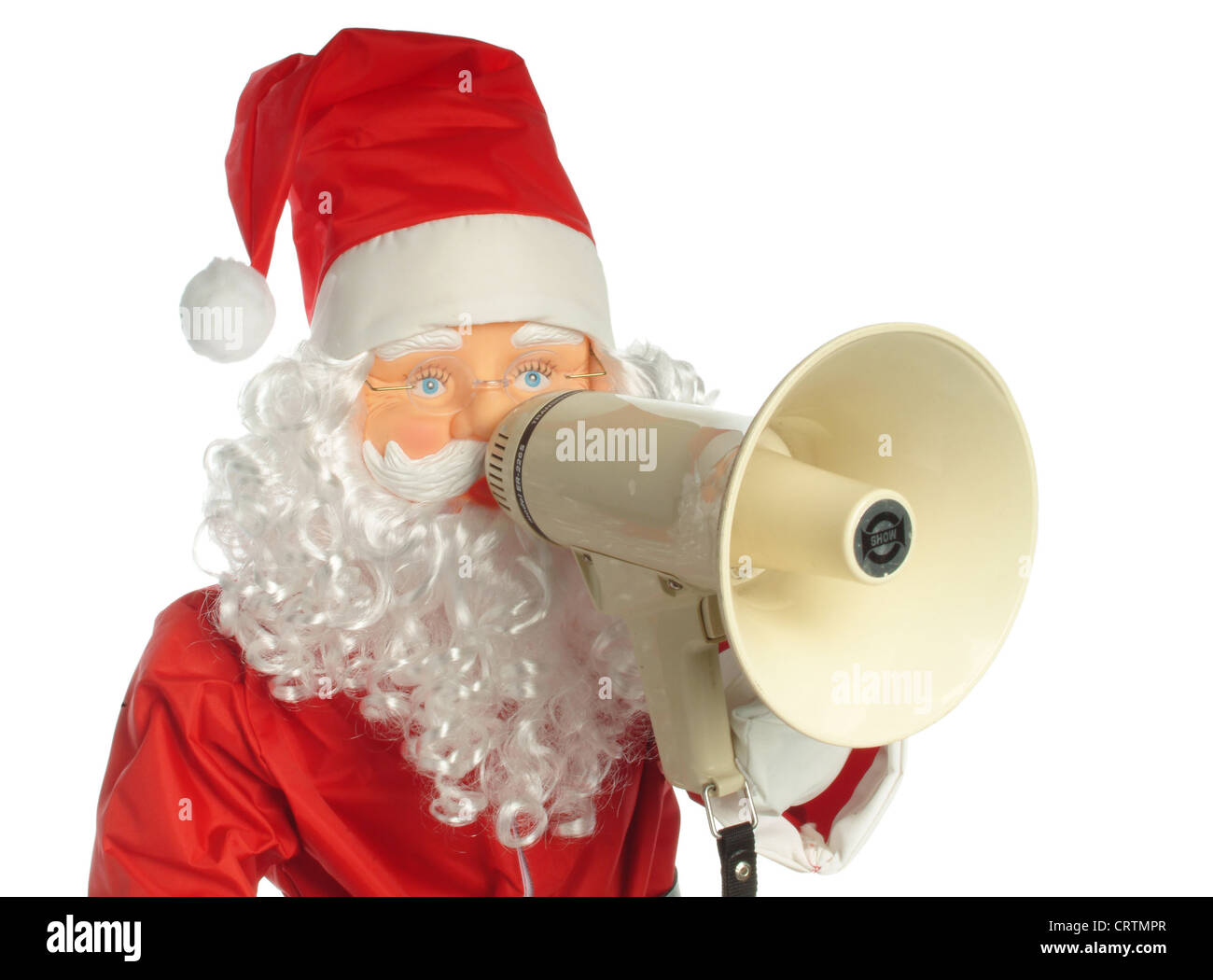 Santa Claus with megaphone Stock Photo - Alamy