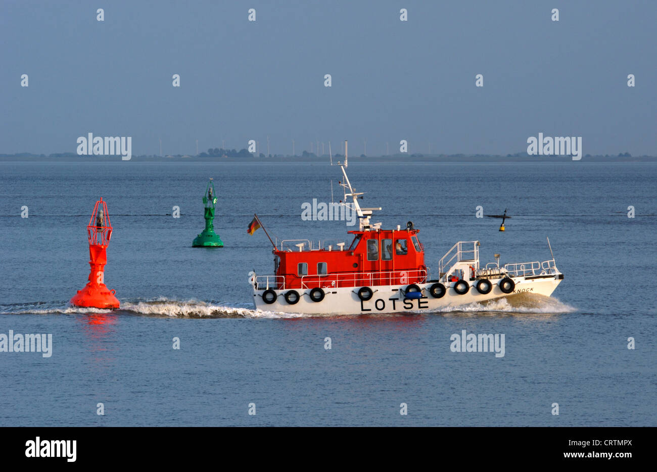 A pilot boat on the river Ems Stock Photo - Alamy