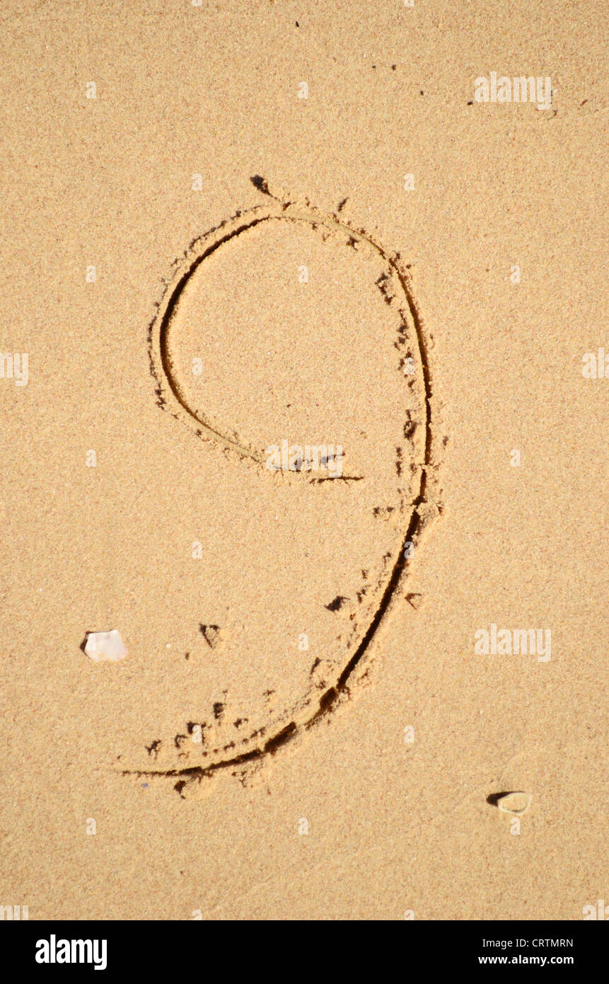 number nine written on the sand Stock Photo - Alamy