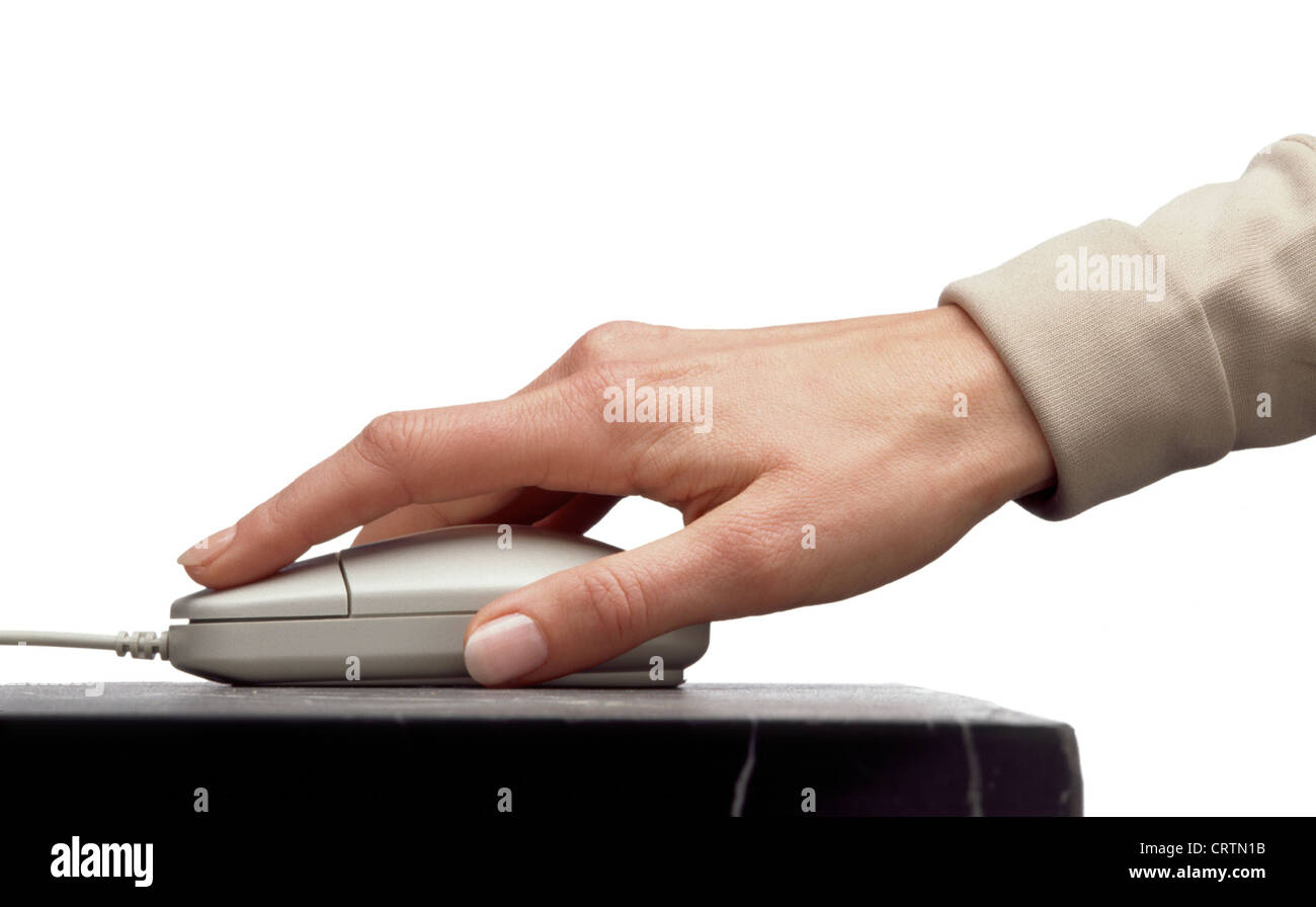 Hand on computer mouse Stock Photo - Alamy