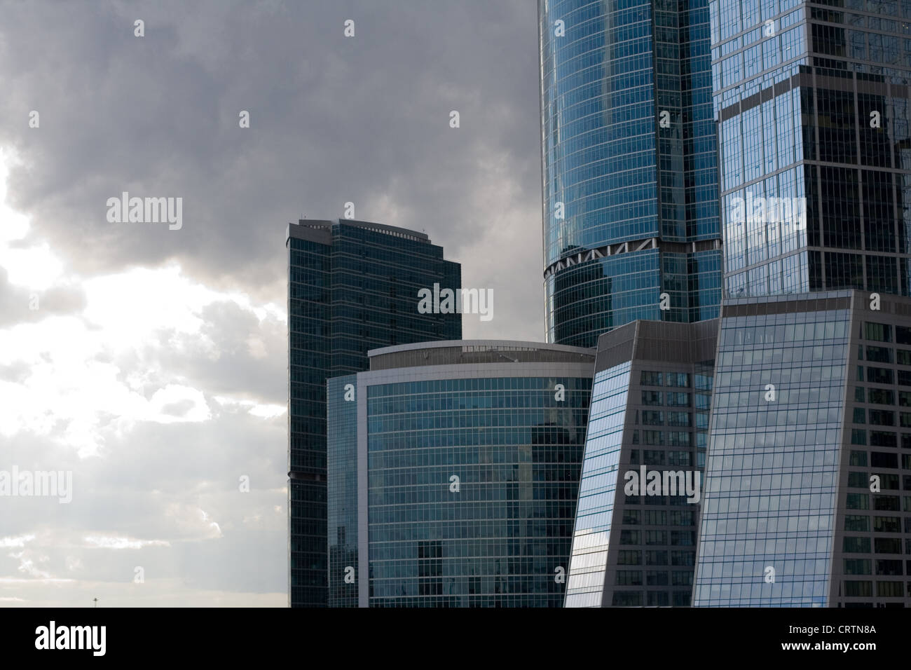 Detail of Moscow City under storm clouds Stock Photo - Alamy