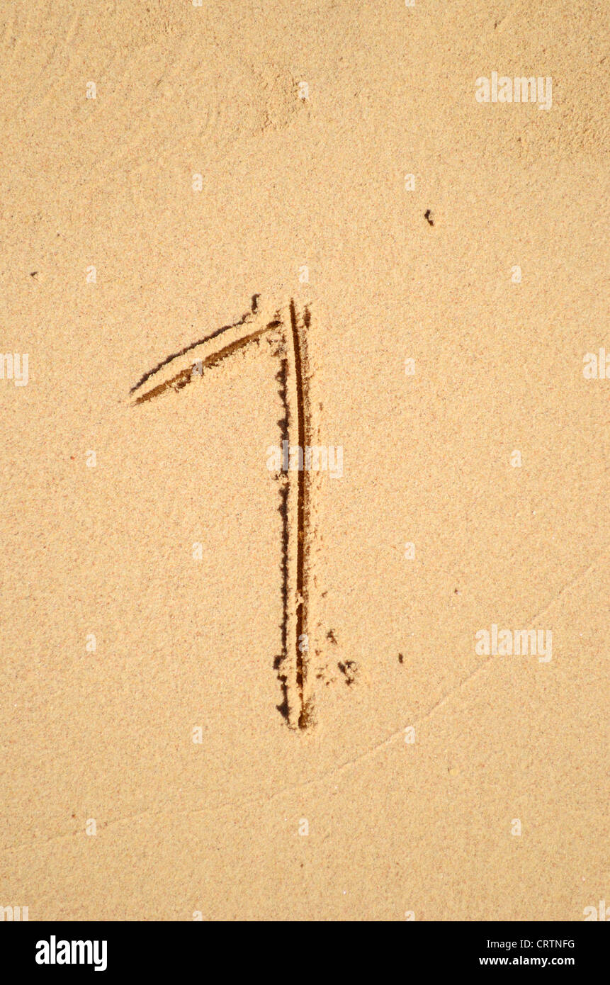 number one written on the sand Stock Photo - Alamy