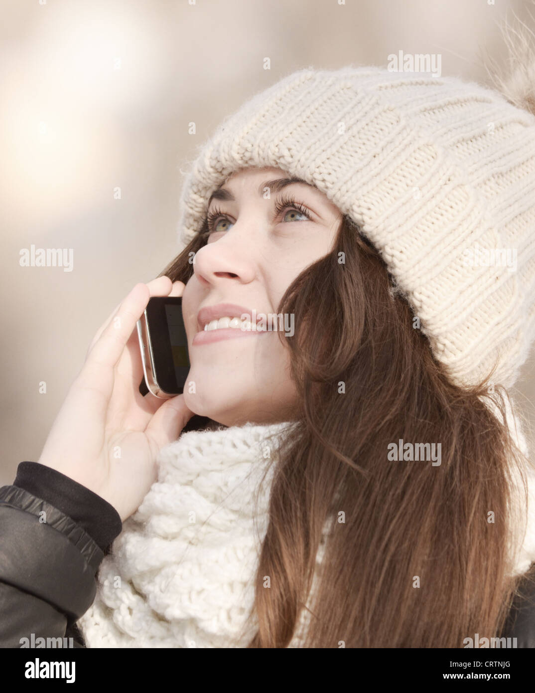 beautiful girl outdoor make a call Stock Photo - Alamy