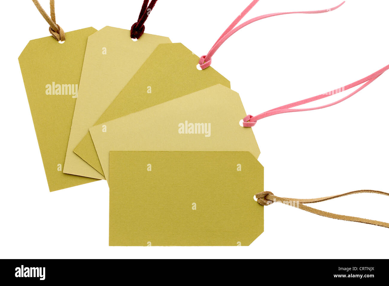 Blank tag with leather string Stock Photo - Alamy