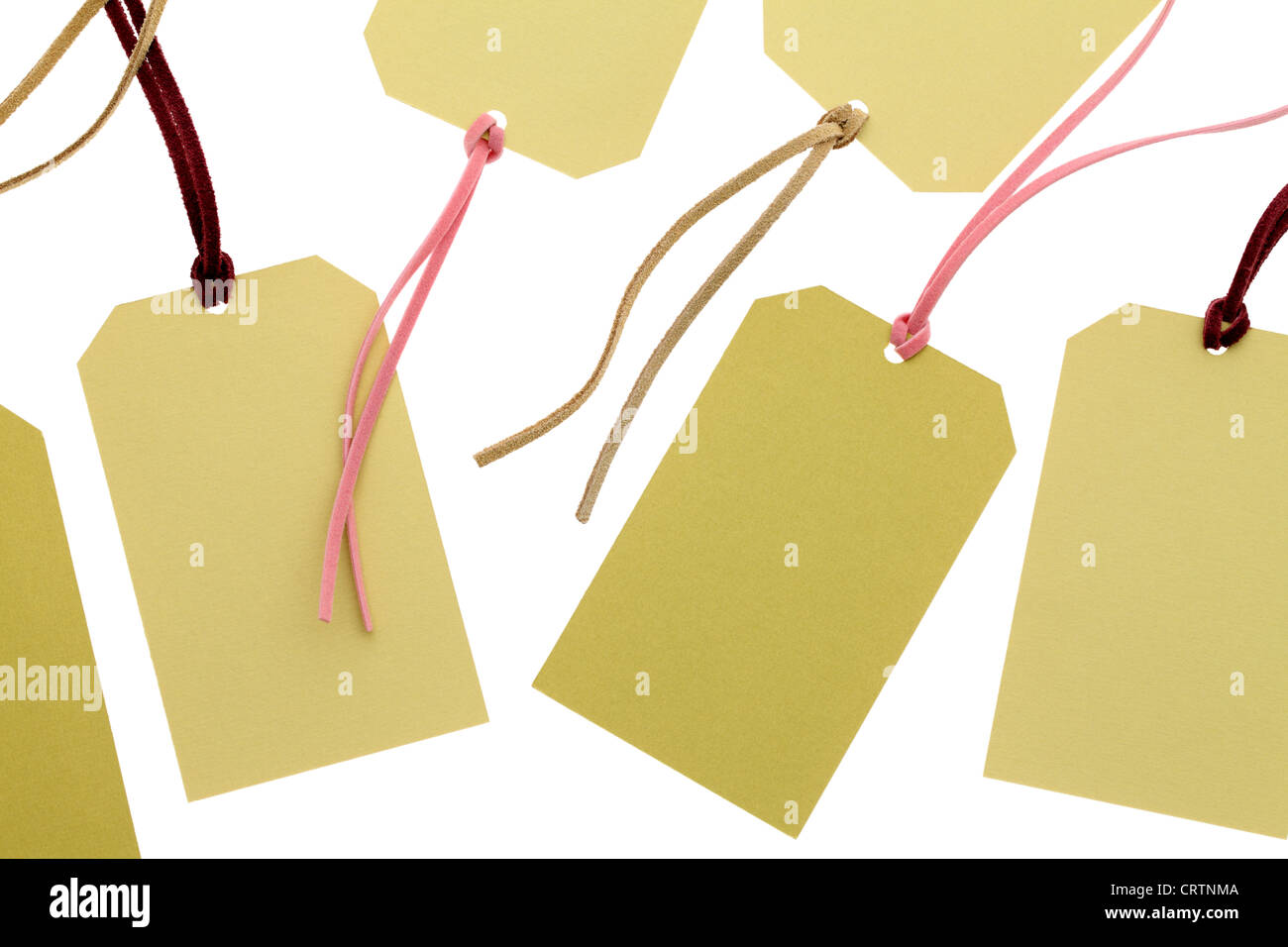 Blank tag with leather string Stock Photo - Alamy