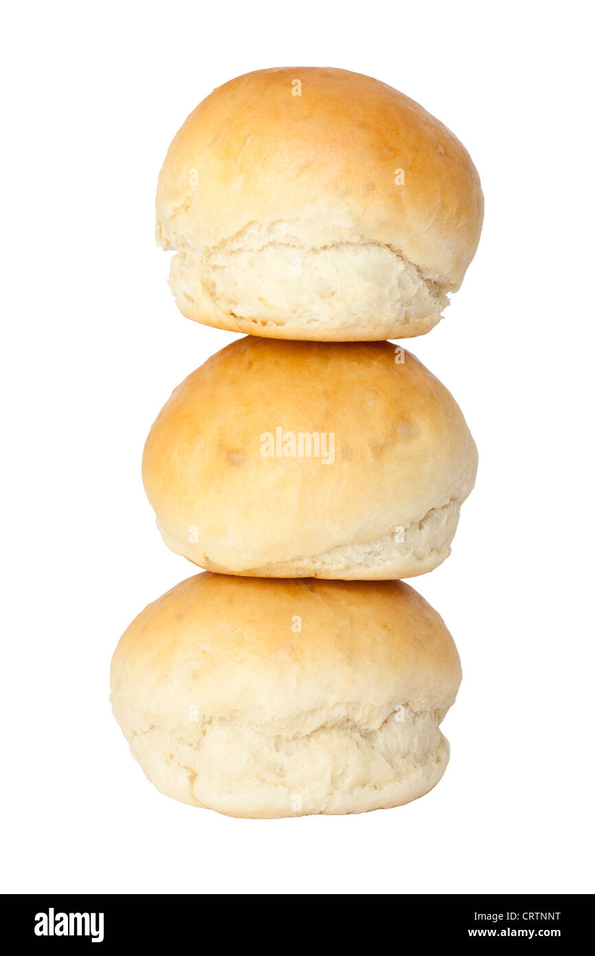 Three baked buns isolated on white Stock Photo - Alamy