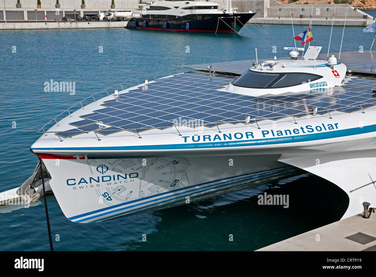 Türanor catamaran solar ship (biggest solar ship in the world). Port ...