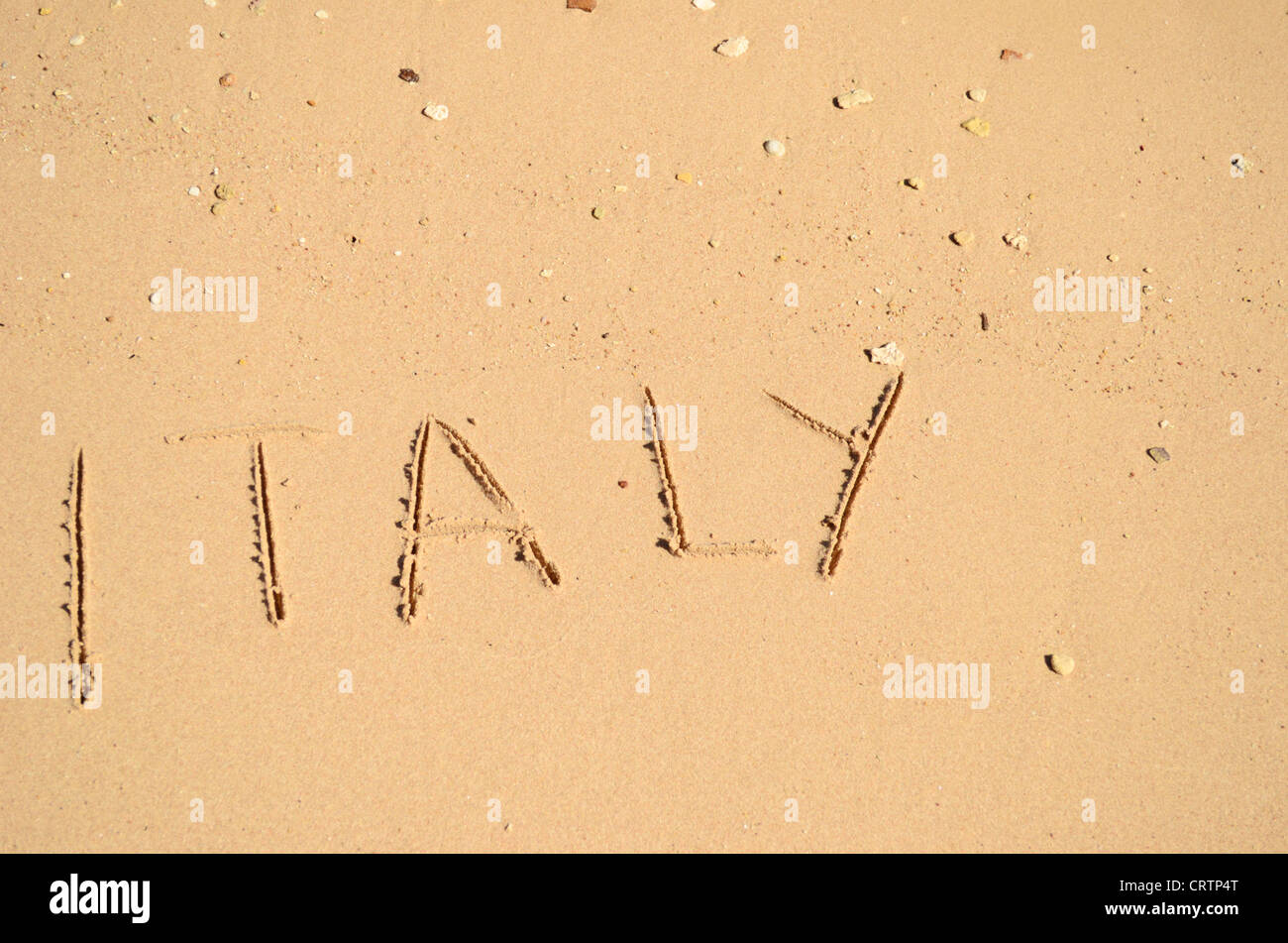 word Italy written on sand Stock Photo - Alamy