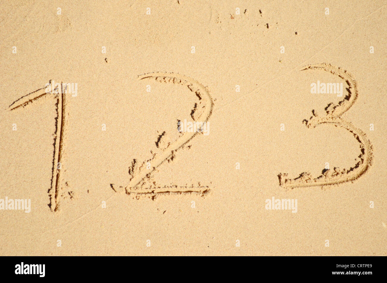 Numbers written on sand hi-res stock photography and images - Alamy
