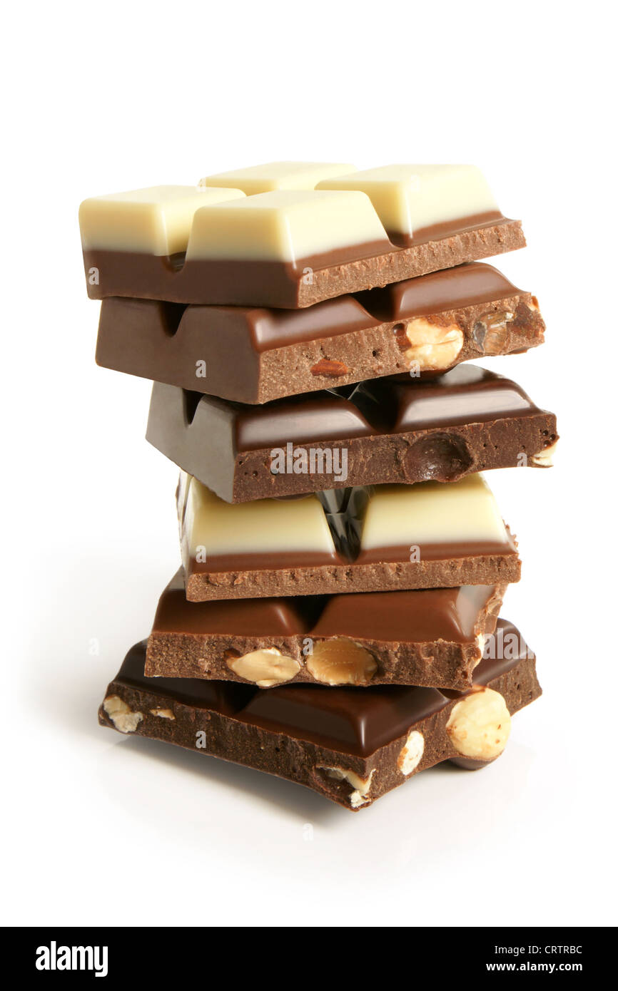 Stack of chocolate pieces Stock Photo - Alamy