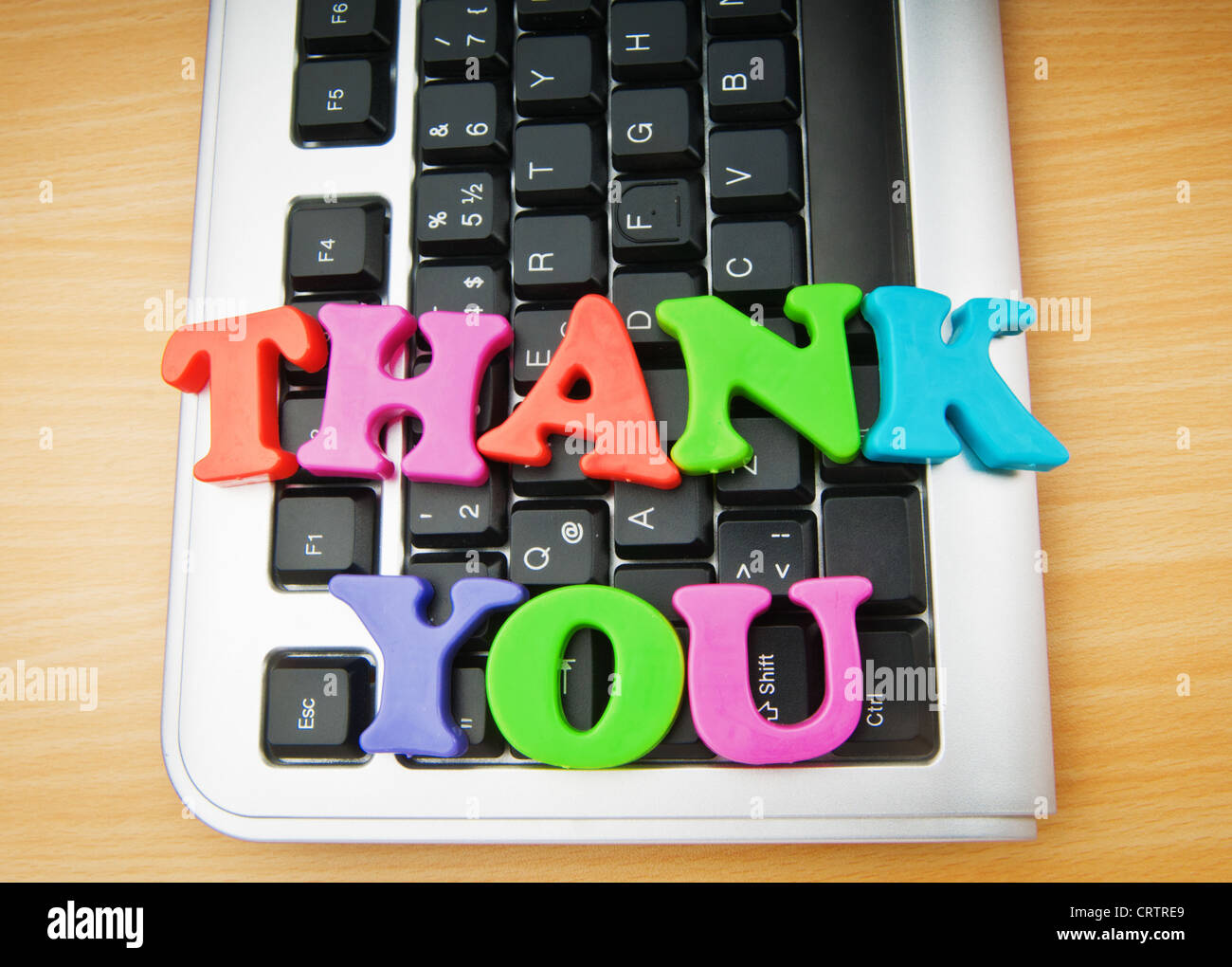 Thank you message on the keyboard Stock Photo - Alamy