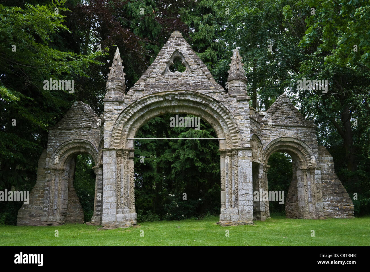 Shobdon Arches folly built with the remains of a church dating from ...