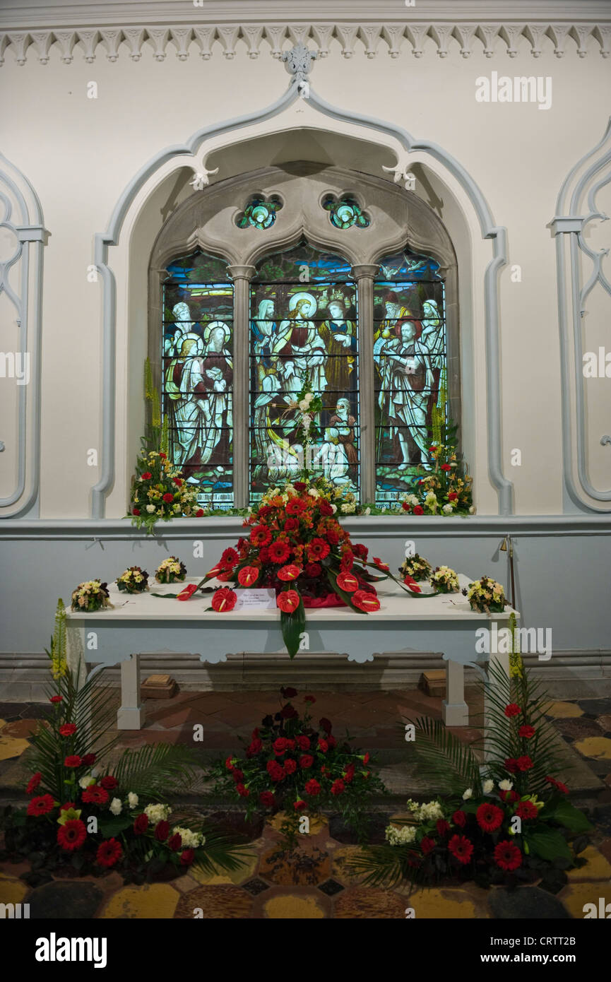 Flower festival display in Shobdon Church Shobdon Herefordshire England ...
