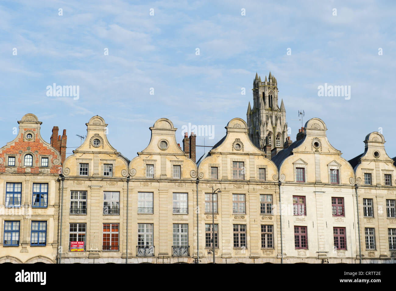 Old buildings and church from the middle ages in French Arras Stock ...