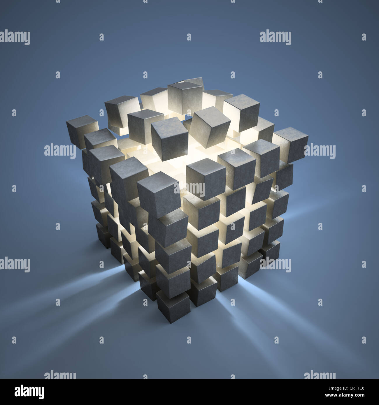An explotion of abstract cubes cgi background Stock Photo - Alamy