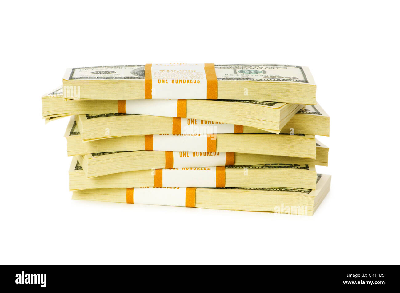 Stack of dollars isolated on the white Stock Photo - Alamy
