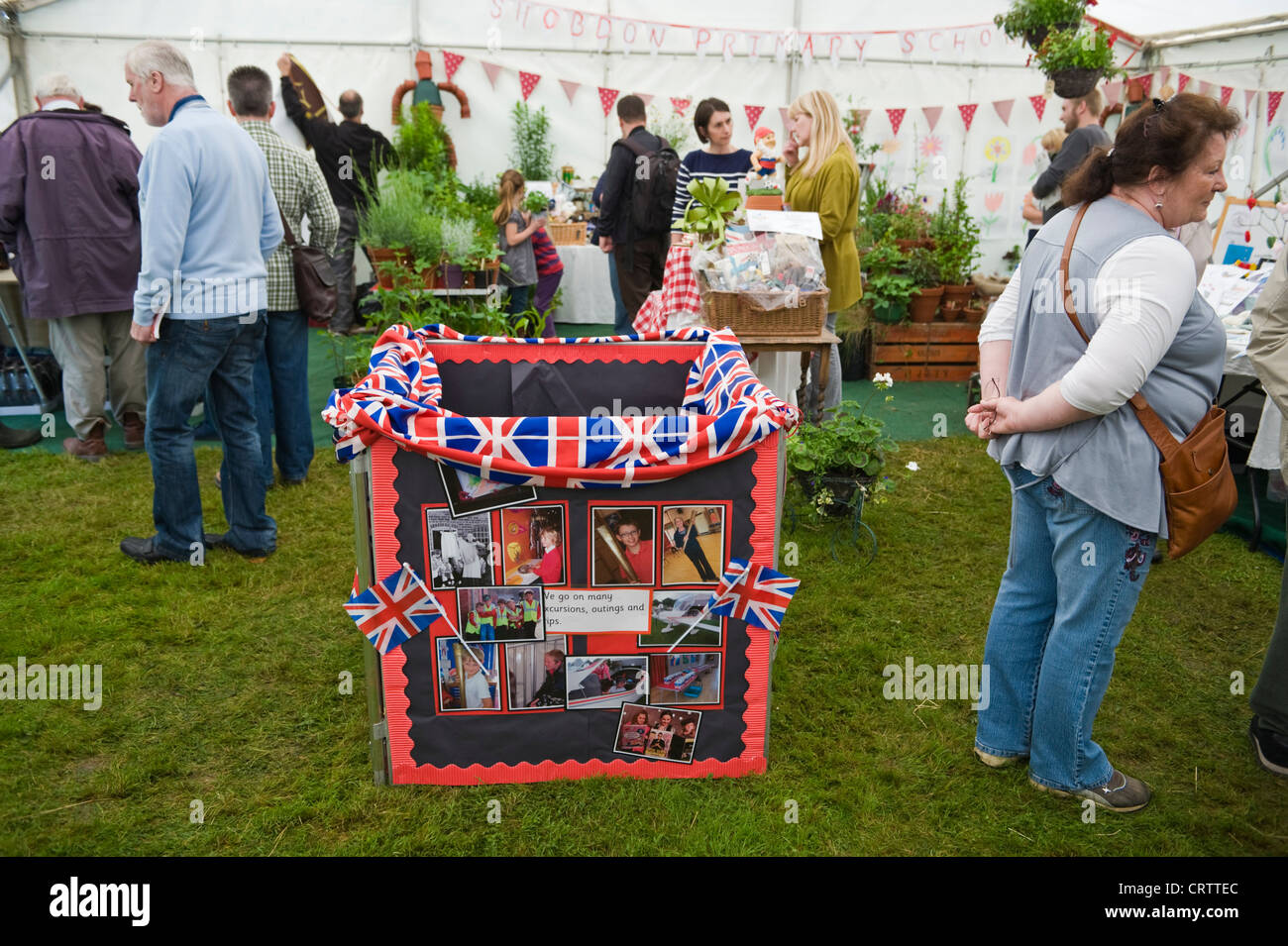 Visitors browsing stalls in marquee at Shobdon Food Festival Shobdon ...