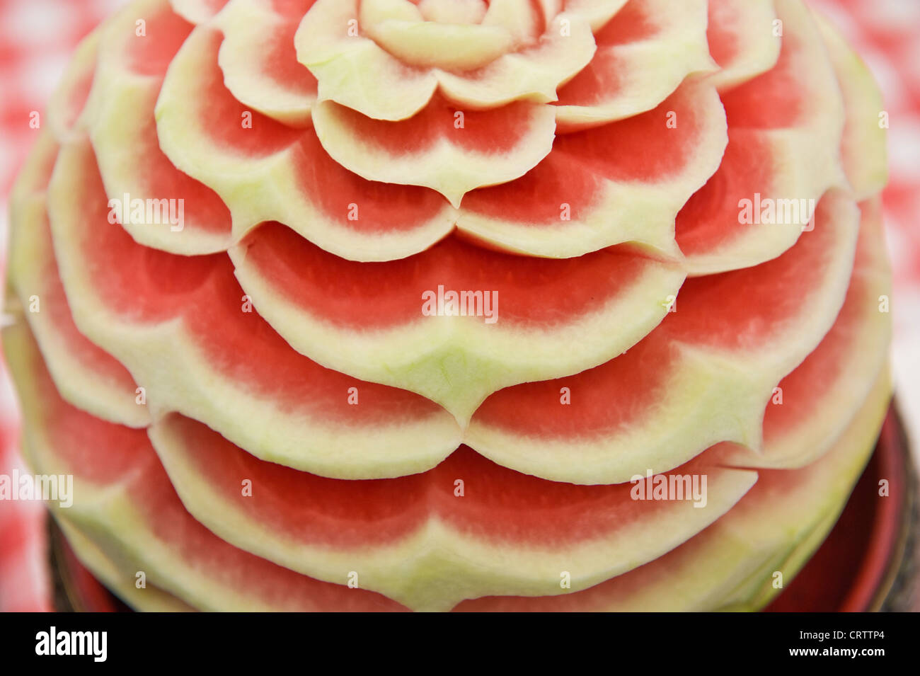 Carved water melon on stall at Shobdon Food Festival Shobdon ...