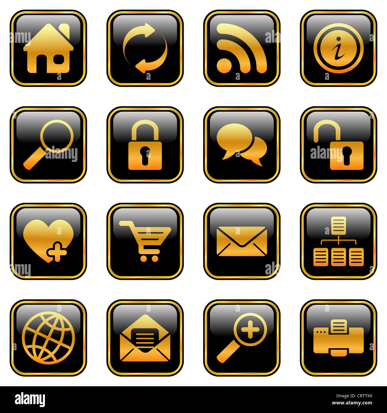 Website and internet icons, golden series Stock Photo - Alamy