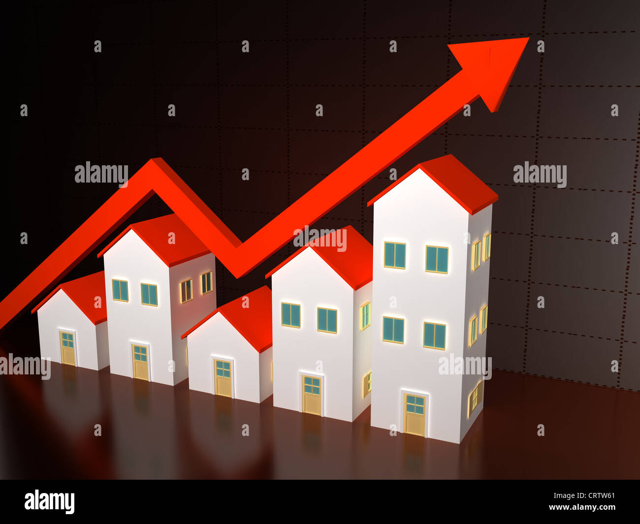 Group of houses on sale . 3d render Stock Photo - Alamy