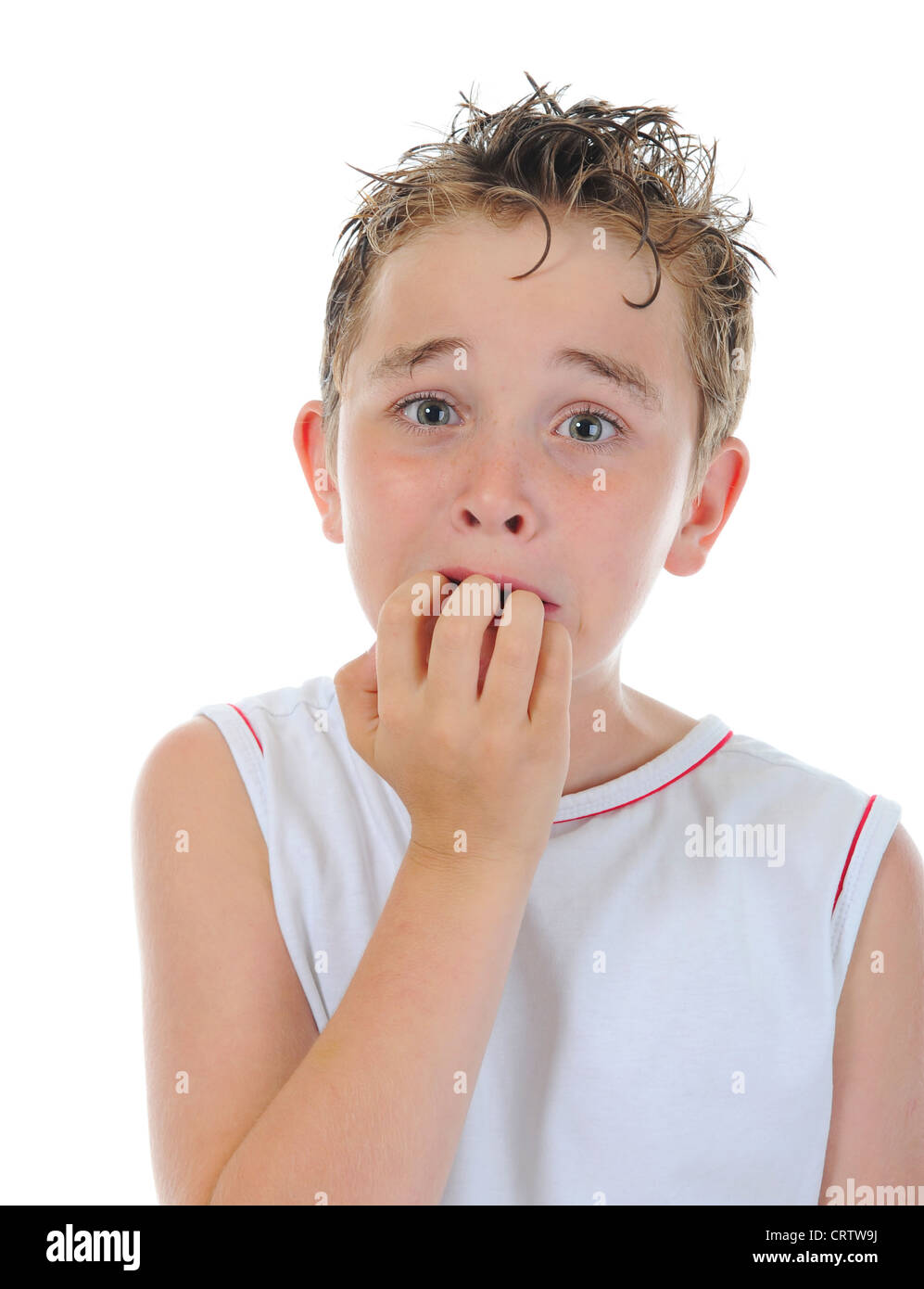 Portrait of a frightened boy Stock Photo - Alamy