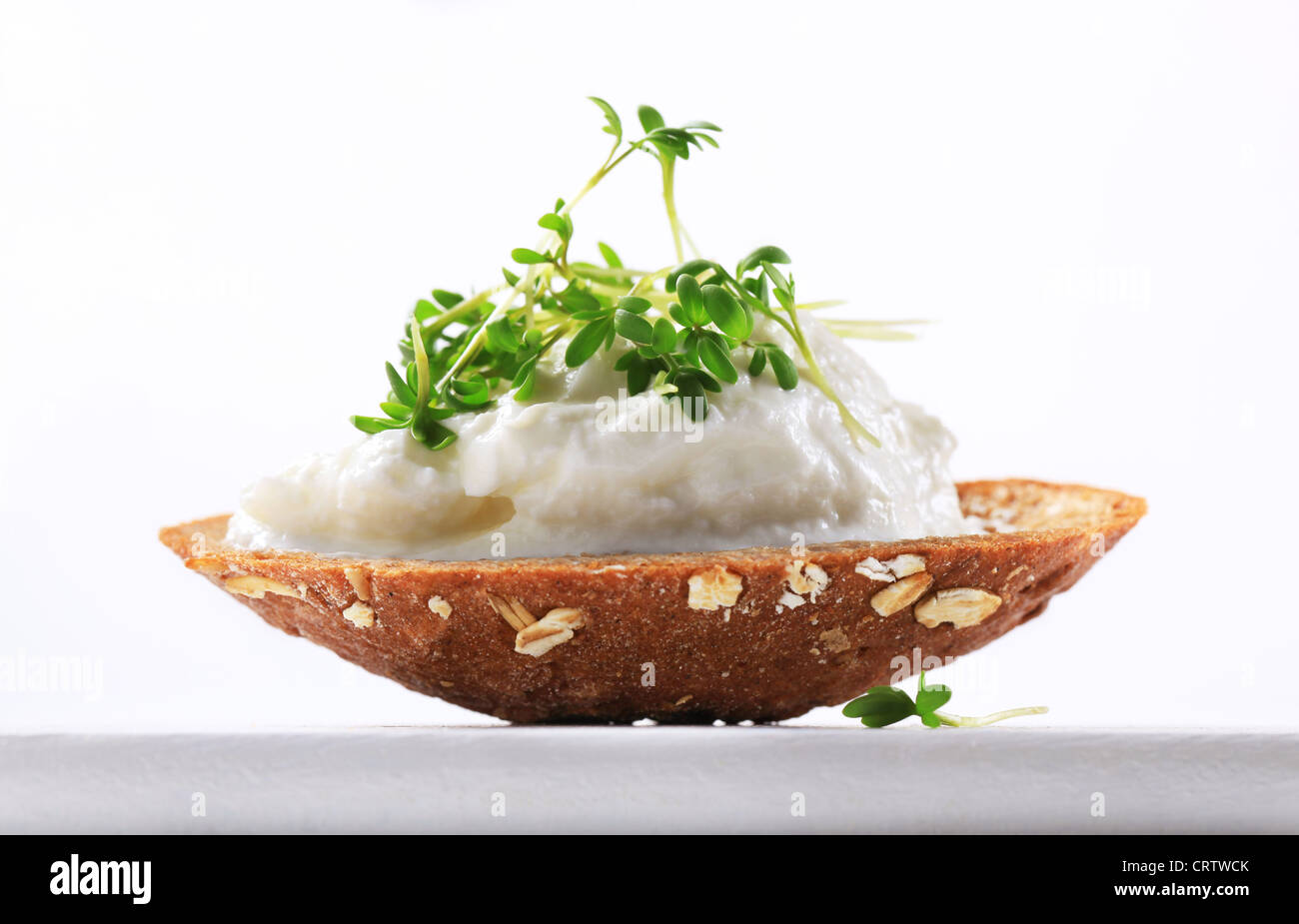 Whole wheat bread with cottage cheese and cress Stock Photo - Alamy