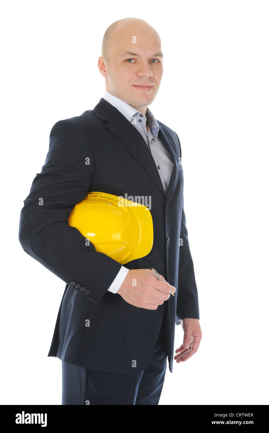 Businessman with construction helmet Stock Photo - Alamy