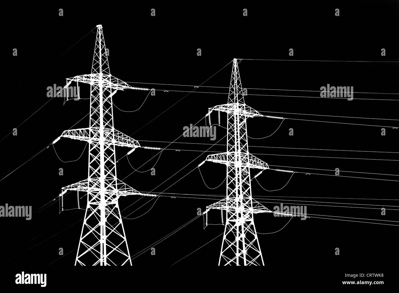 Electrical transmission towers Black and White Stock Photos & Images ...