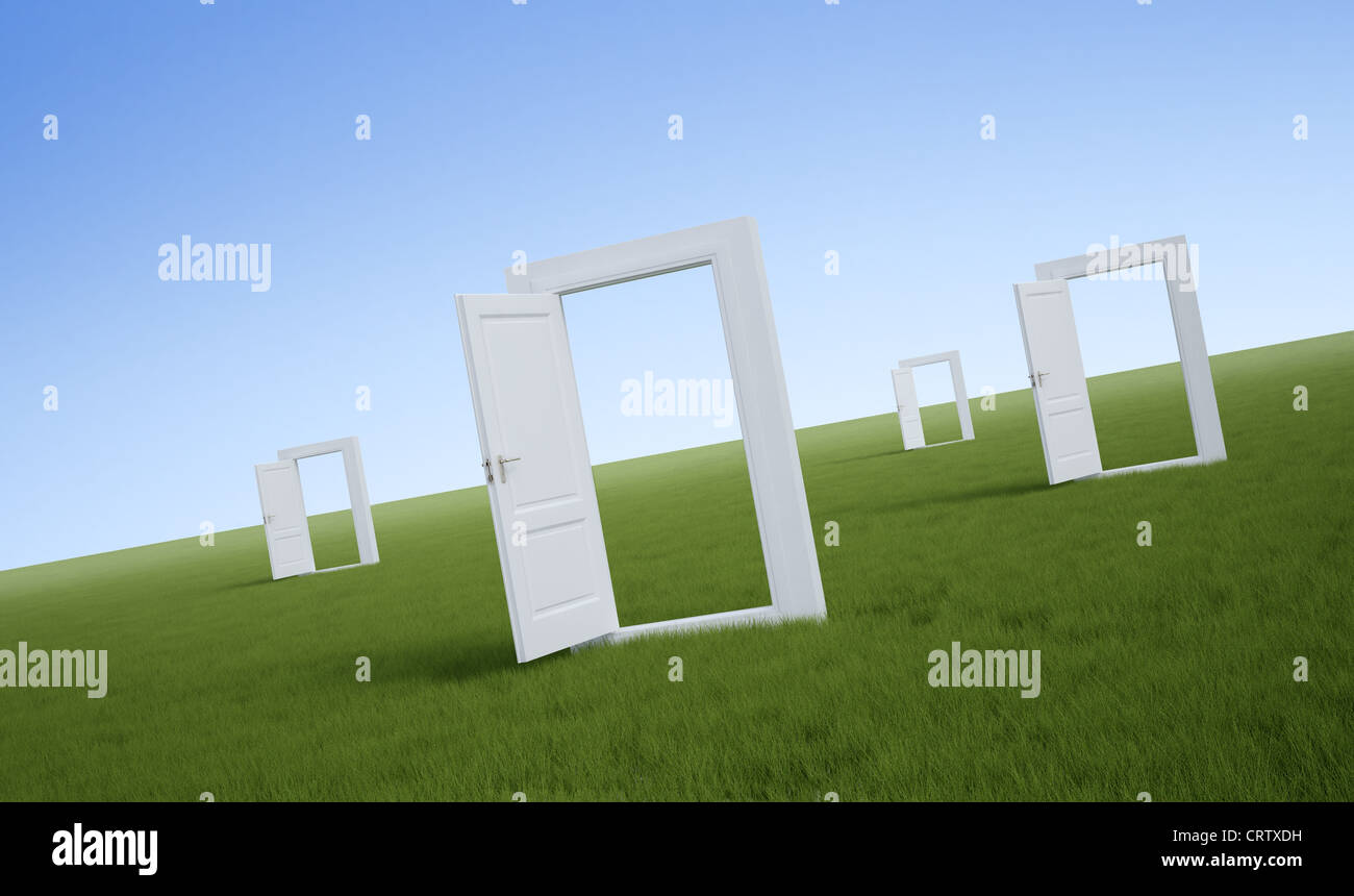 Freedom open door green field hi-res stock photography and images - Alamy