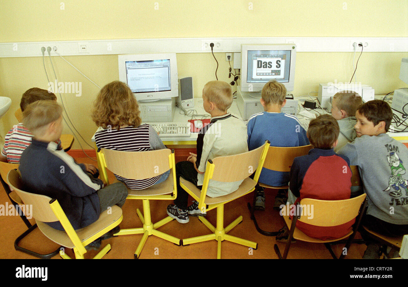 Lesson with computer Stock Photo - Alamy