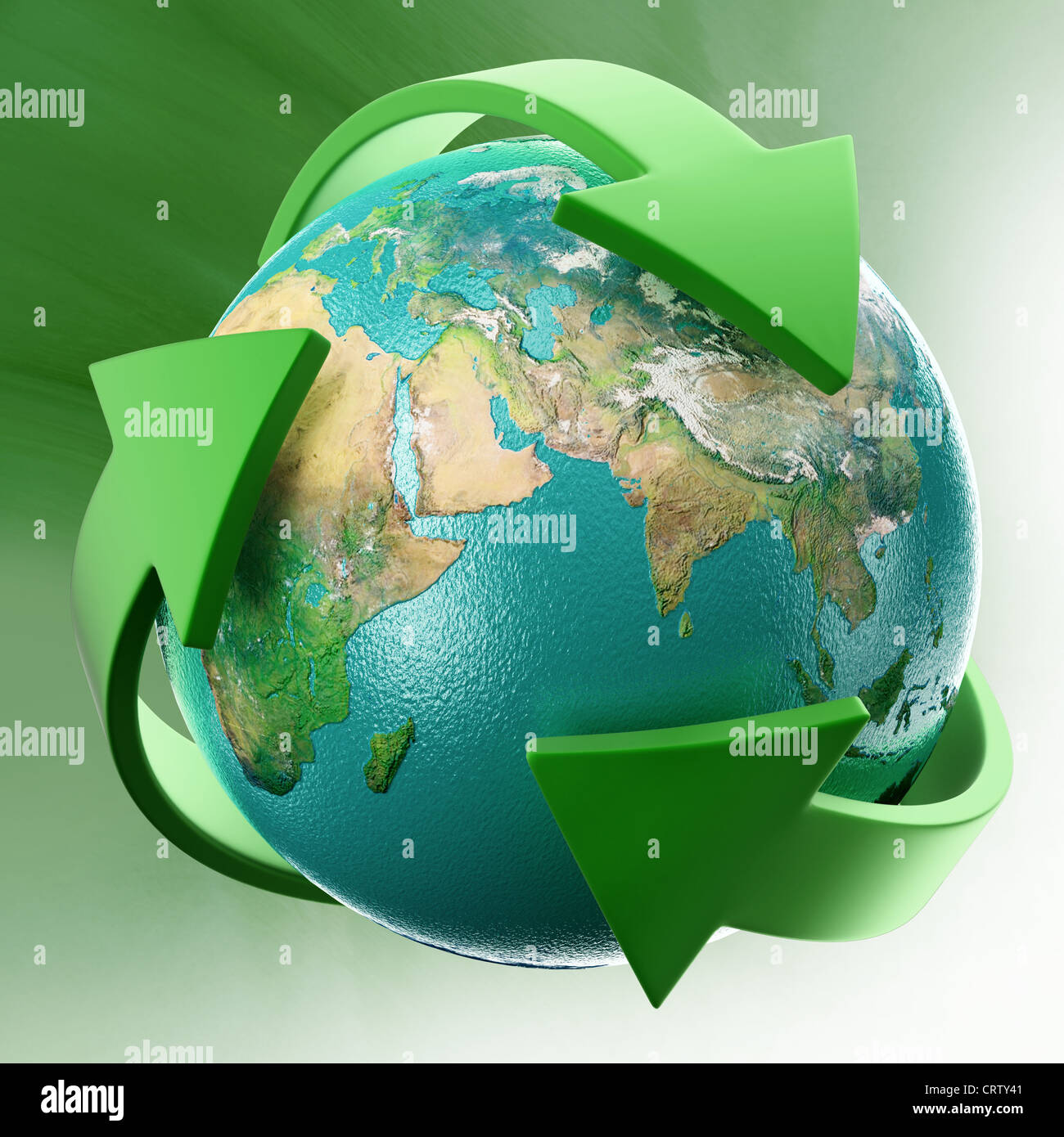 Globe with green arrows covering the Earth Stock Photo - Alamy