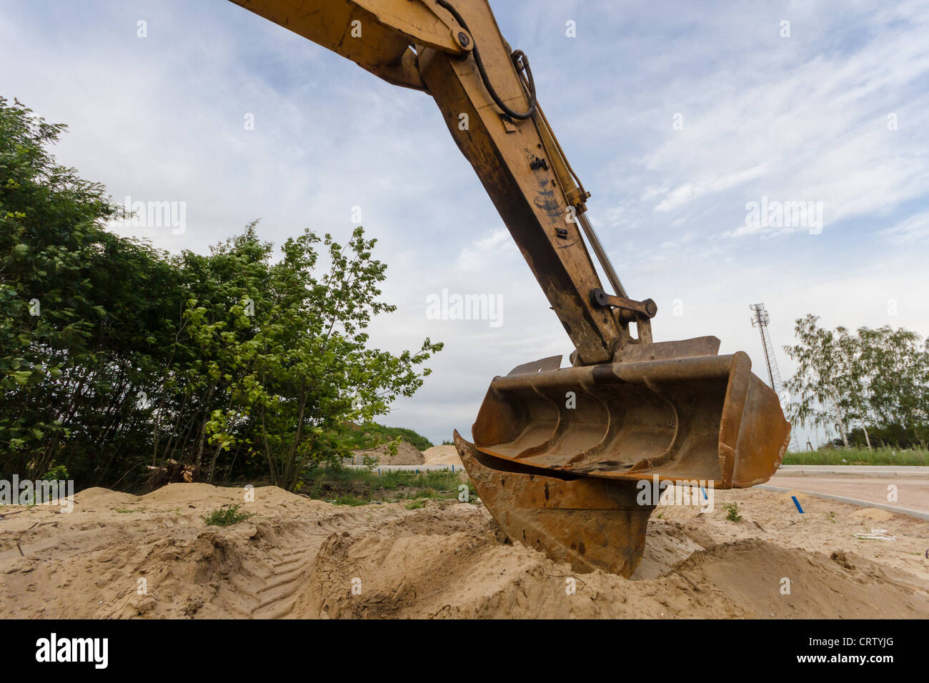 digger, heavy duty construction equipment parked at work site Stock ...