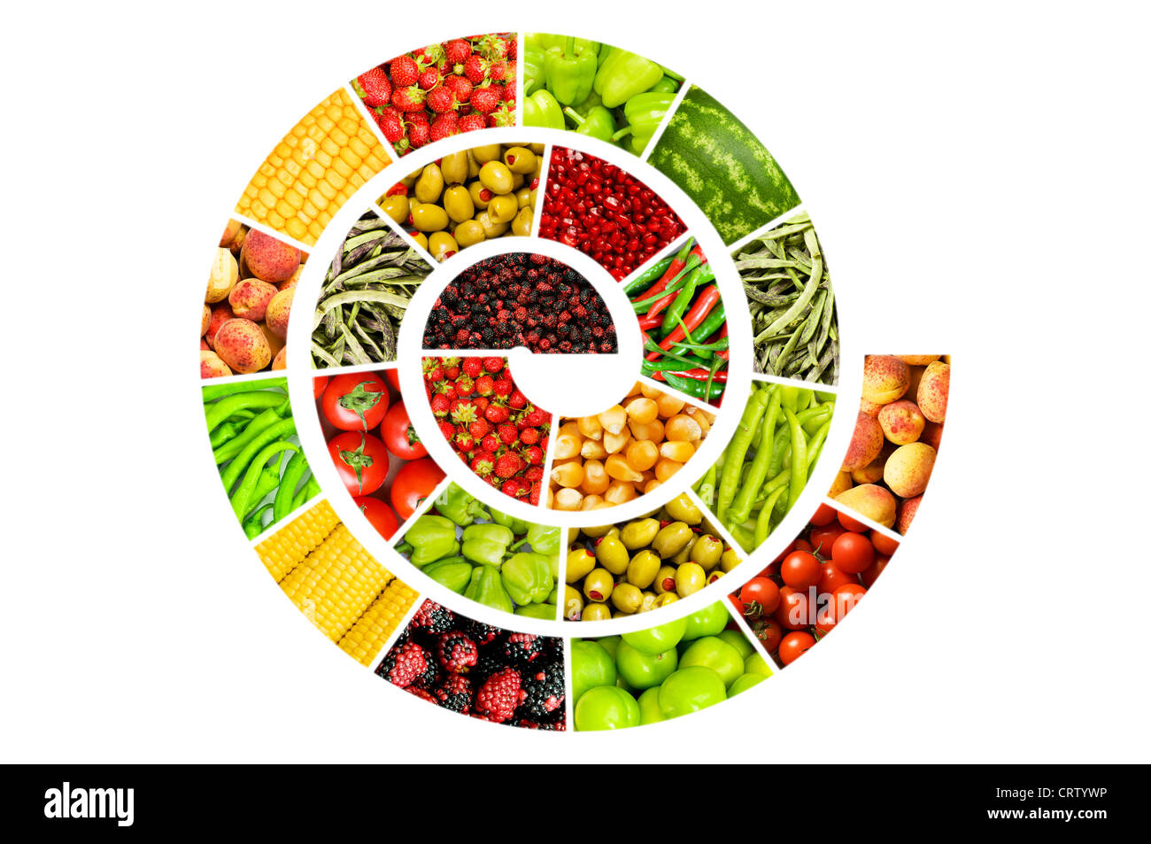 Spiral made of various fruits and vegetables Stock Photo - Alamy