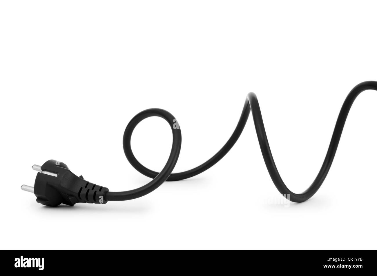 Black electric cable isolated on white Stock Photo - Alamy