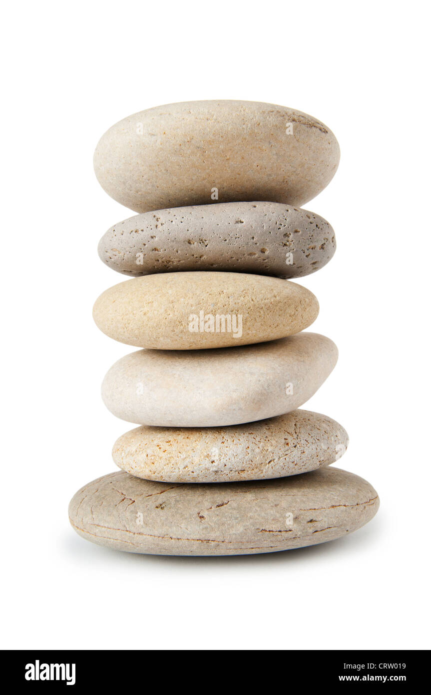 Stack of pebbles isolated on the white Stock Photo - Alamy