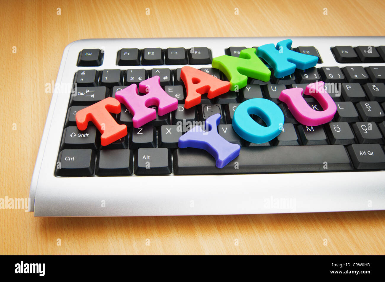 Thank you message on the keyboard Stock Photo - Alamy