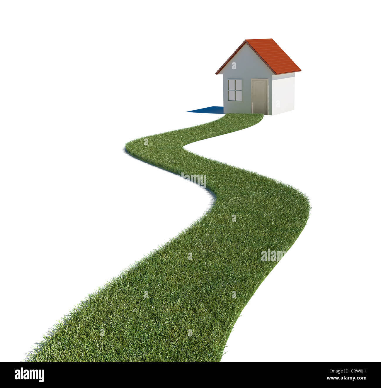 Grass path to a house Stock Photo - Alamy