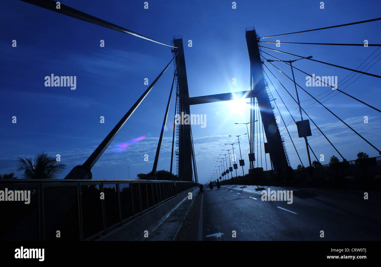 Cable stayed bridge at Krishnarajapura, a suburb of Bangalore Stock ...