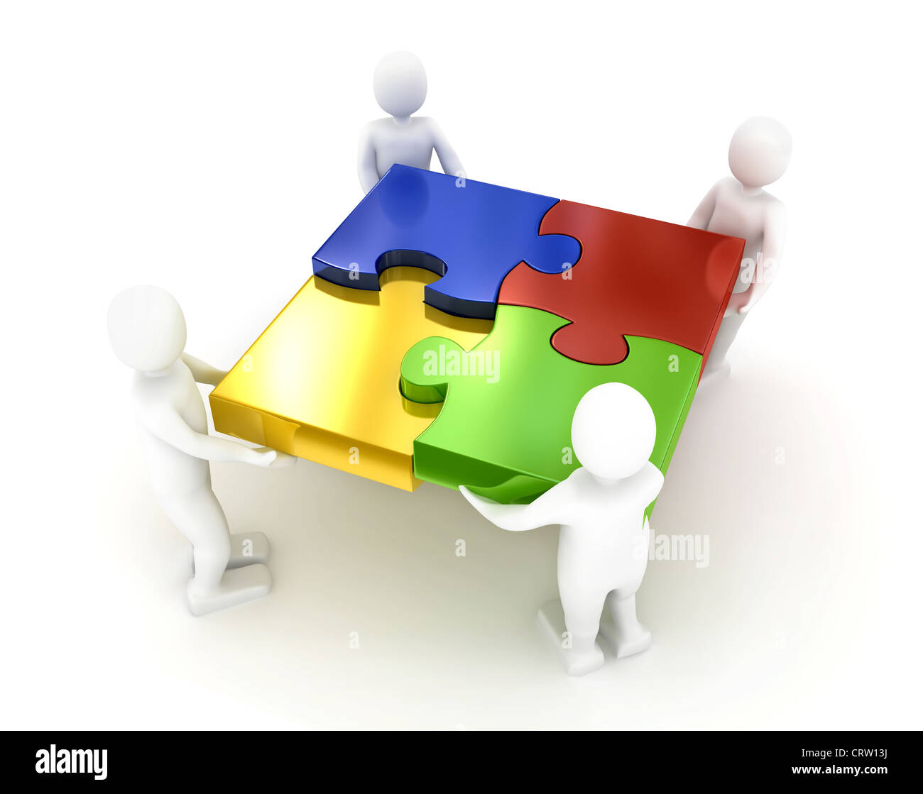 Puzzle over white background. 3d rendered image Stock Photo - Alamy