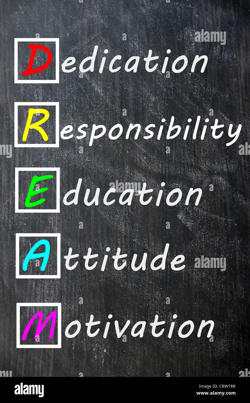 Dream dedication responsibility education attitude hi-res stock ...