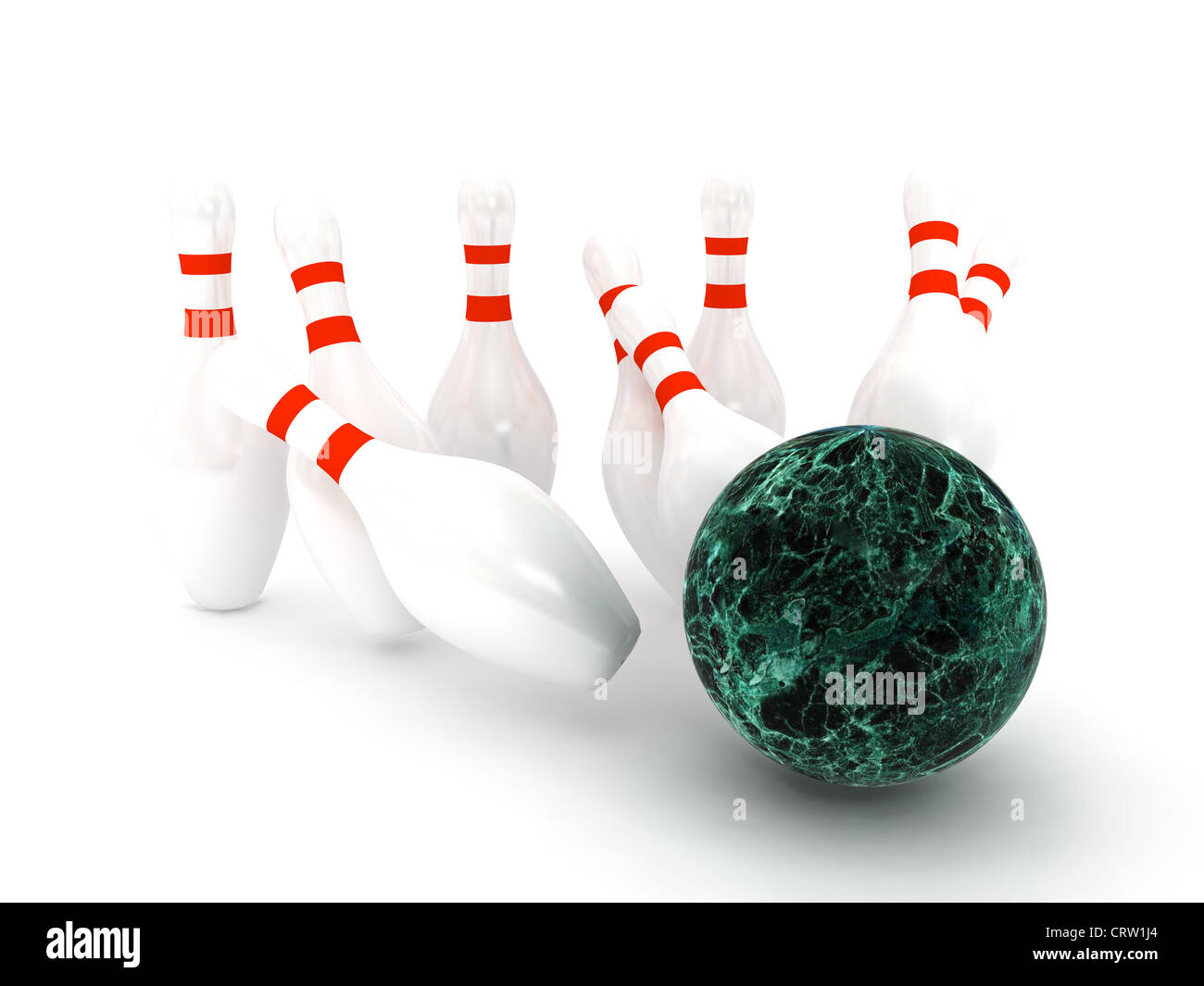 Bowling Pins on white background. 3d render Stock Photo - Alamy