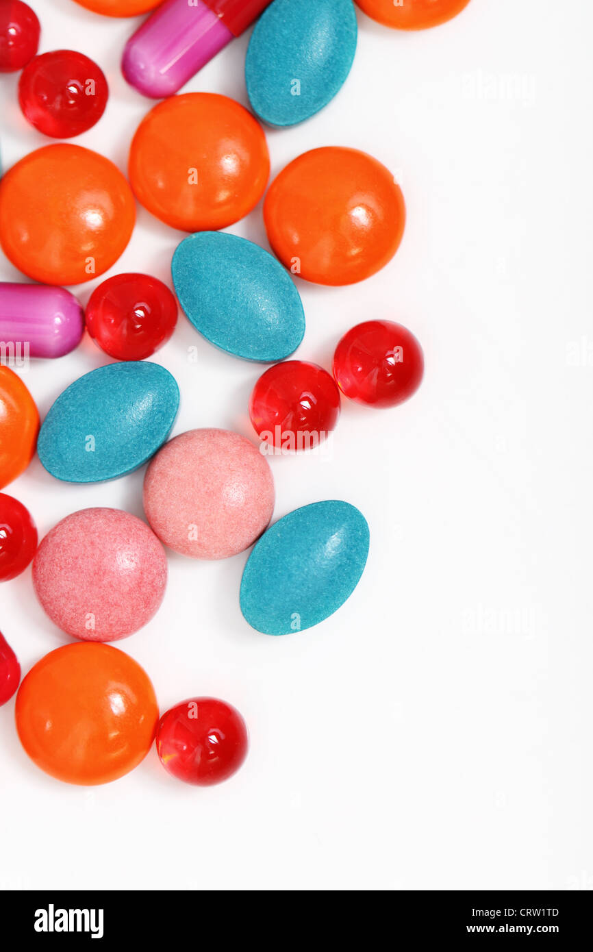 Colorful tablets and capsules Stock Photo - Alamy