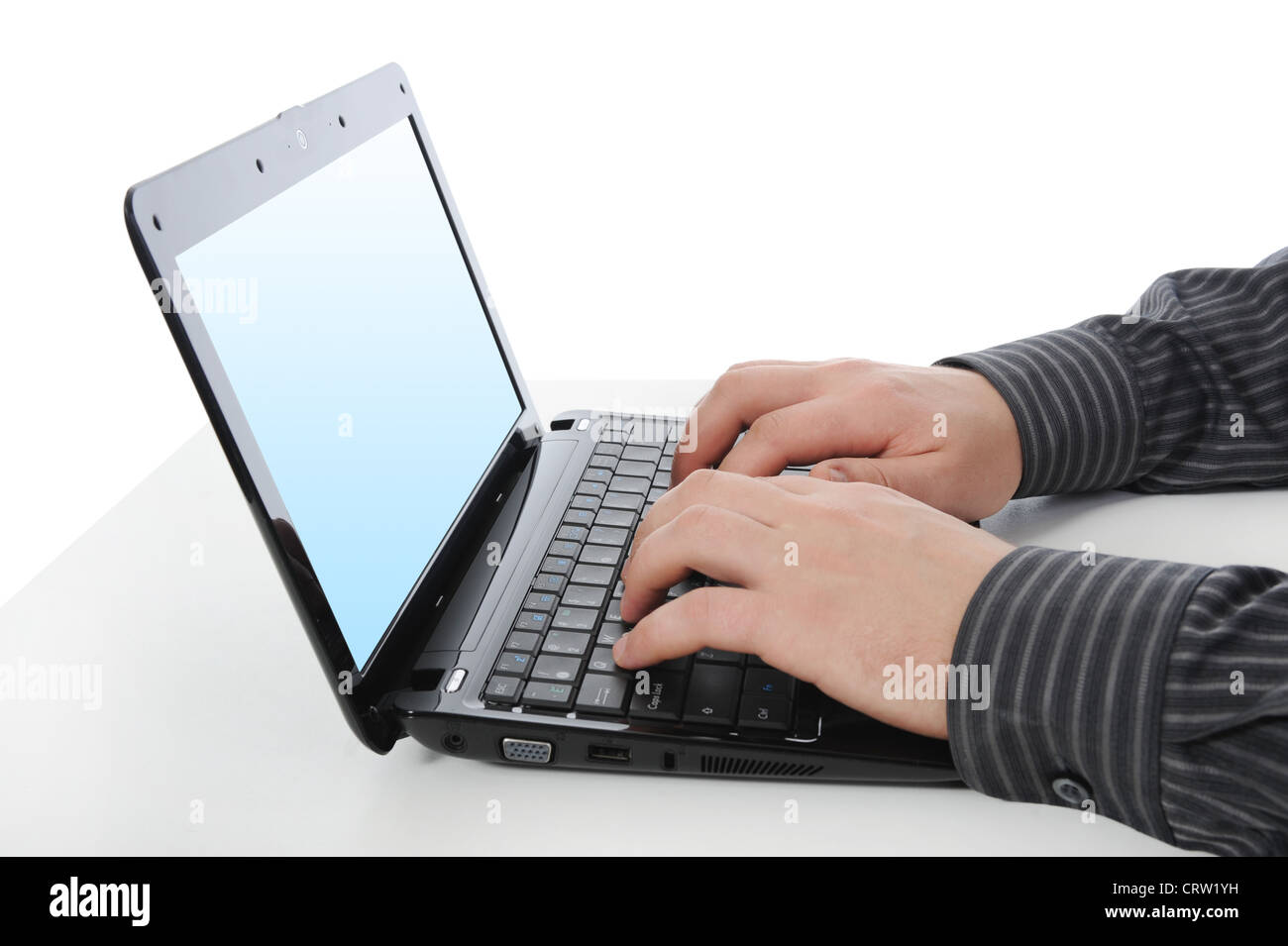 Hands on the laptop keyboard Stock Photo - Alamy